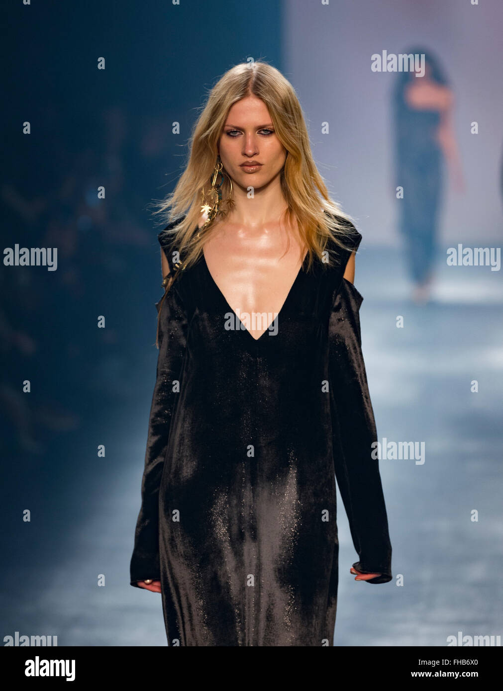 New York, NY USA - February 13, 2016: Model walks runway for Baja East ...