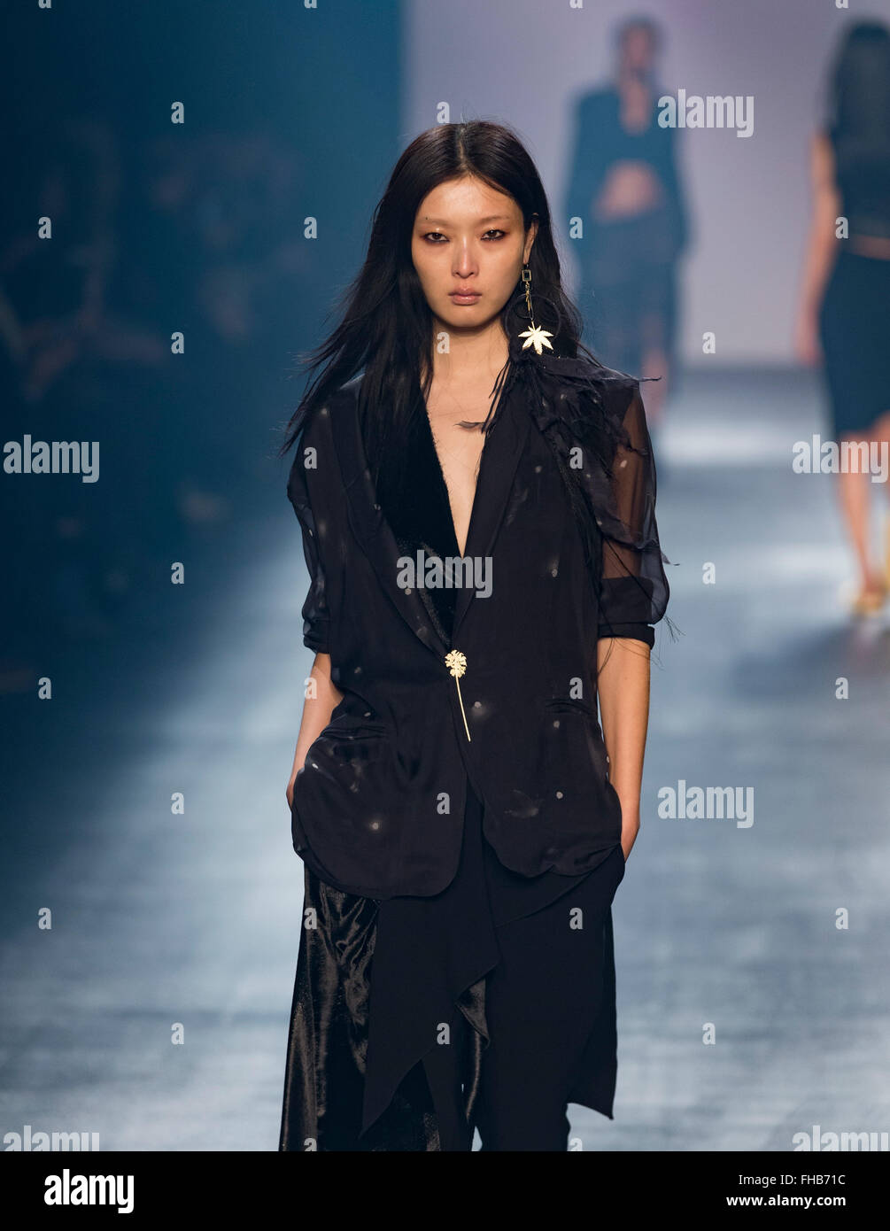 New York, NY USA - February 13, 2016: Model walks runway for Baja East ...