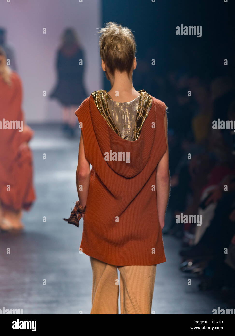 New York, NY USA - February 13, 2016: Model walks runway for Baja East ...