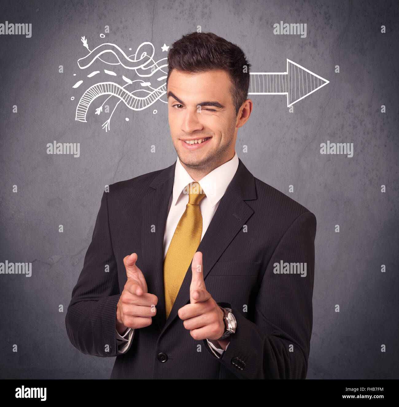Confident sales person solves problem Stock Photo - Alamy