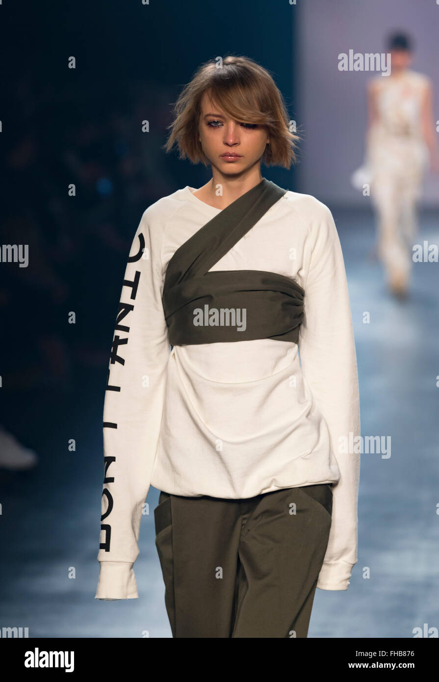 New York, NY USA - February 13, 2016: Model walks runway for Baja East ...