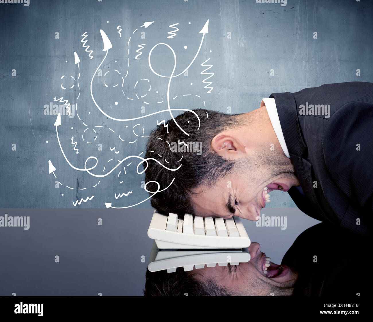 Business person with frustrated thoughts Stock Photo - Alamy