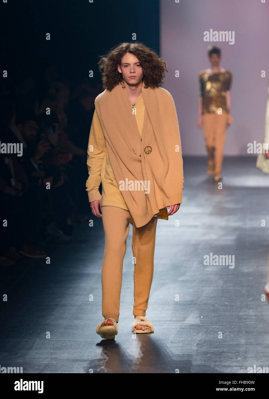 New York, NY USA - February 13, 2016: Model walks runway for Baja East ...