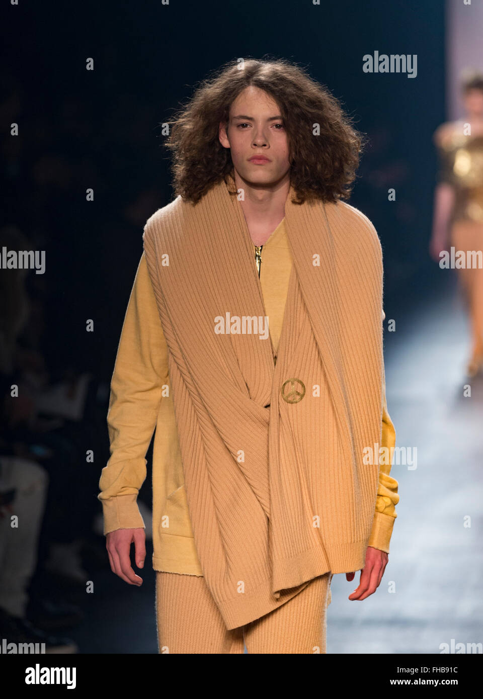 New York, NY USA - February 13, 2016: Model walks runway for Baja East ...