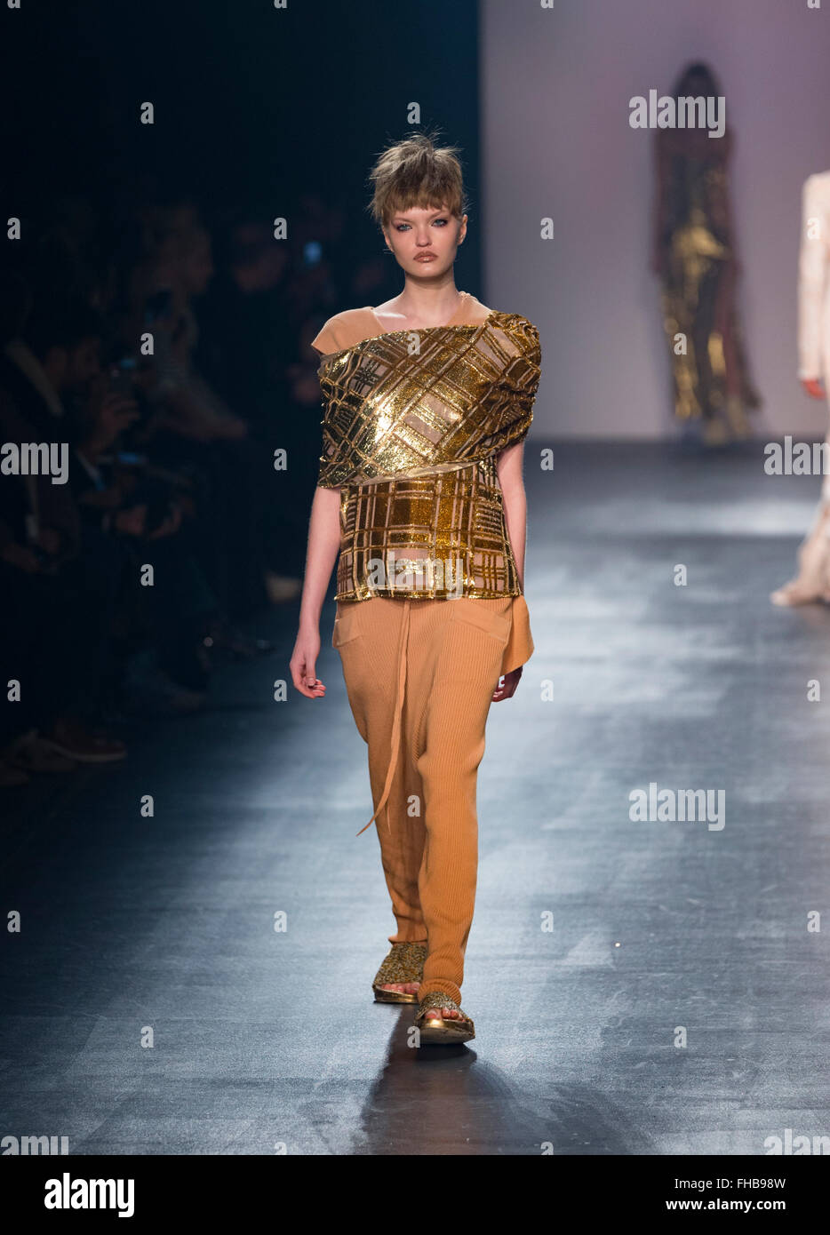 New York, NY USA - February 13, 2016: Model walks runway for Baja East ...