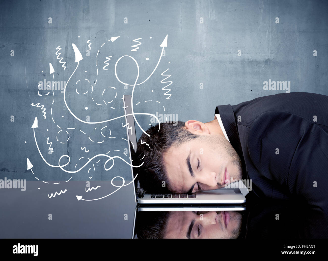 Business person with frustrated thoughts Stock Photo - Alamy