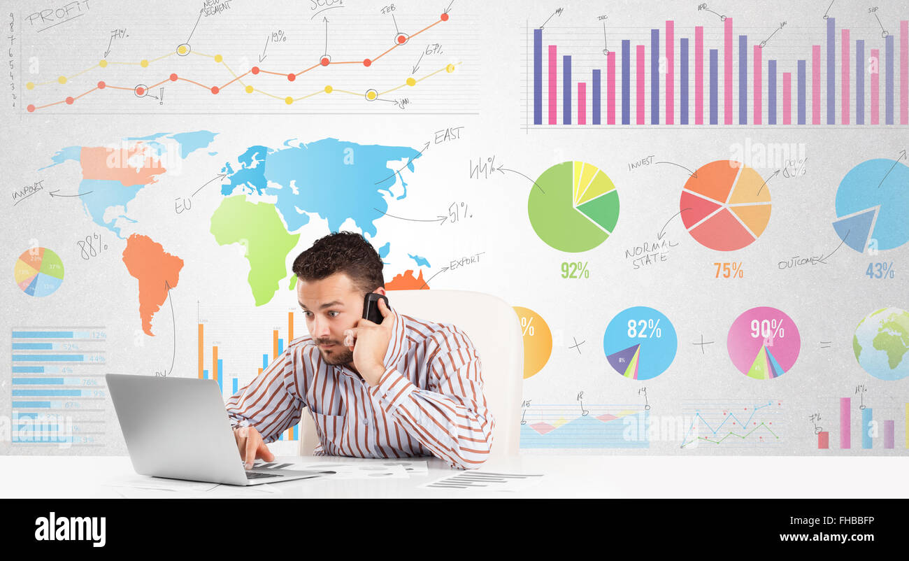 Business man with colorful charts Stock Photo - Alamy