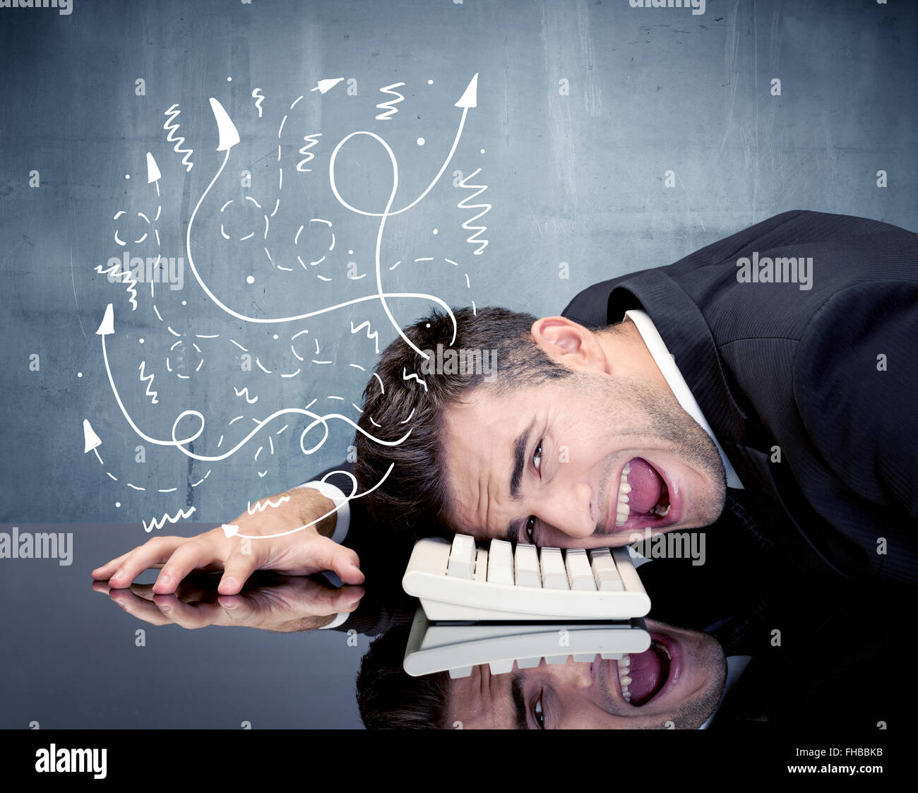 Business person with frustrated thoughts Stock Photo - Alamy
