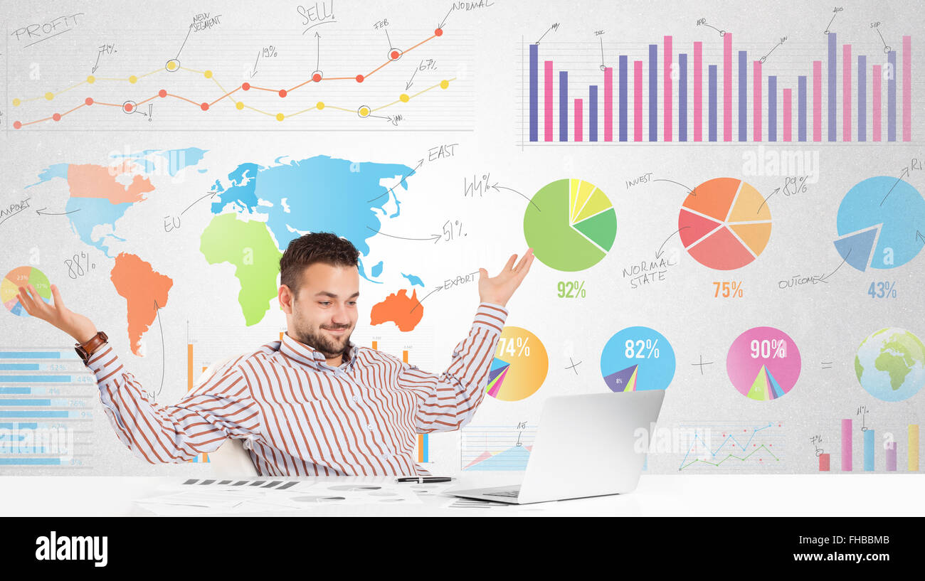 Business man with colorful charts Stock Photo - Alamy