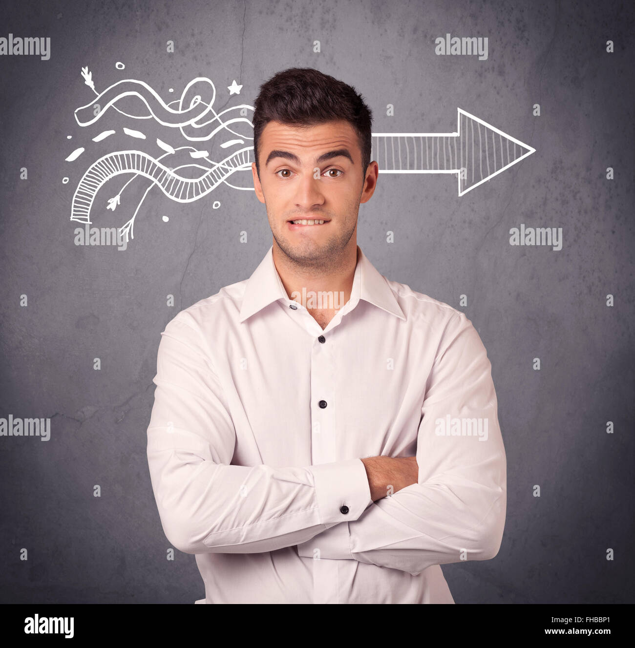 Confident sales person solves problem Stock Photo - Alamy