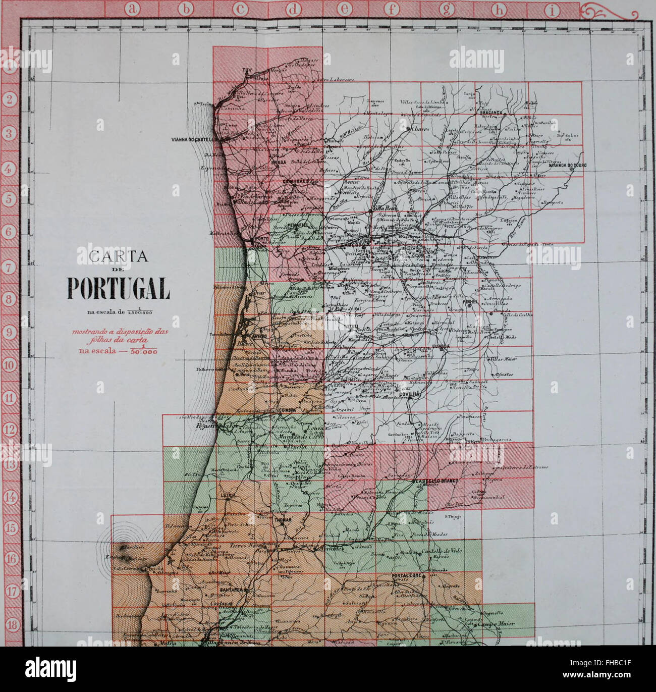 A 1909 chorographical map of Portugal, detailing geographical and ...