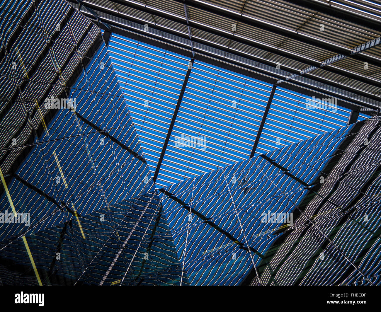 Looking up at the Blue Rubicon building, City of London, England, UK ...