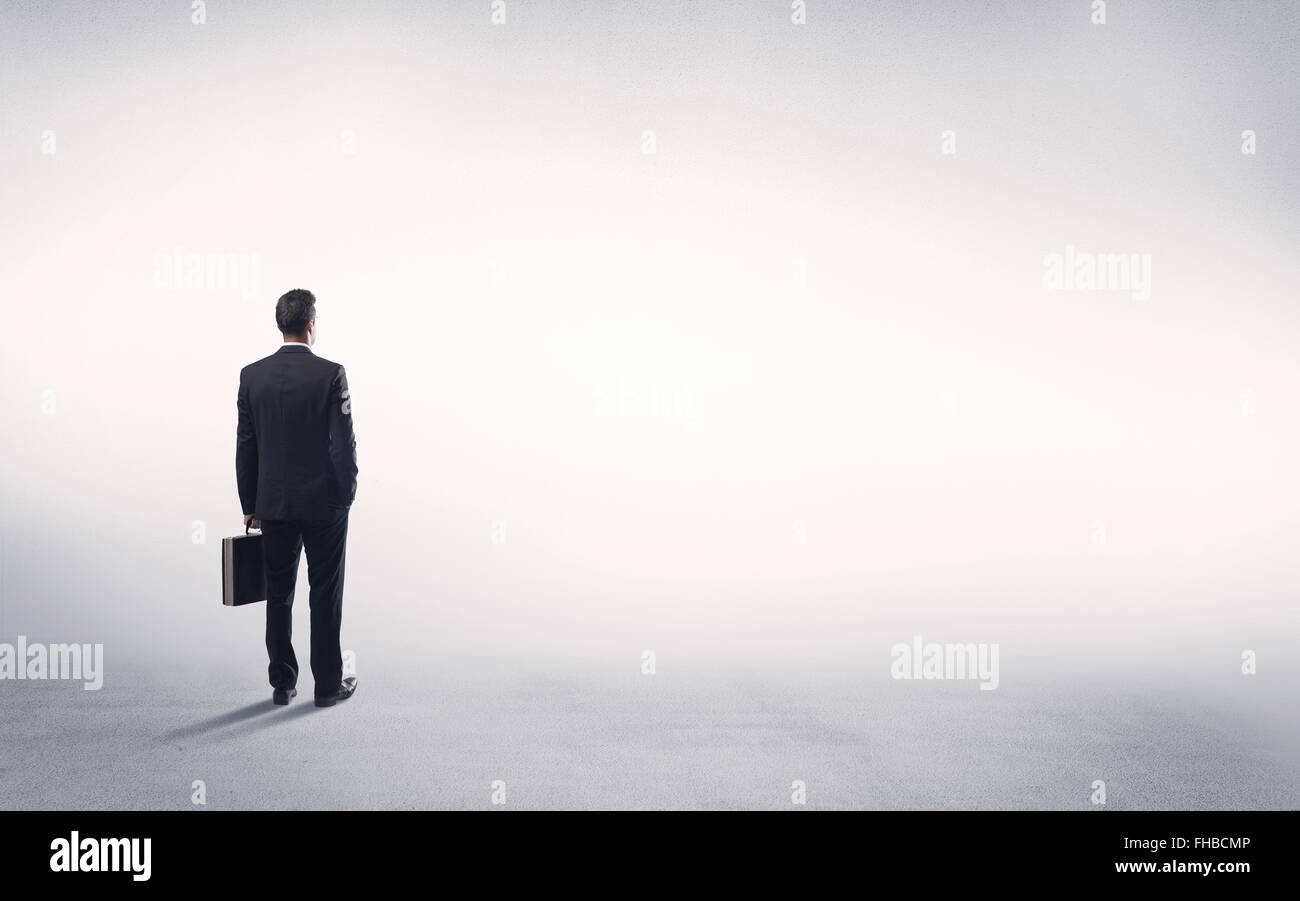 Sales person with empty white background Stock Photo - Alamy
