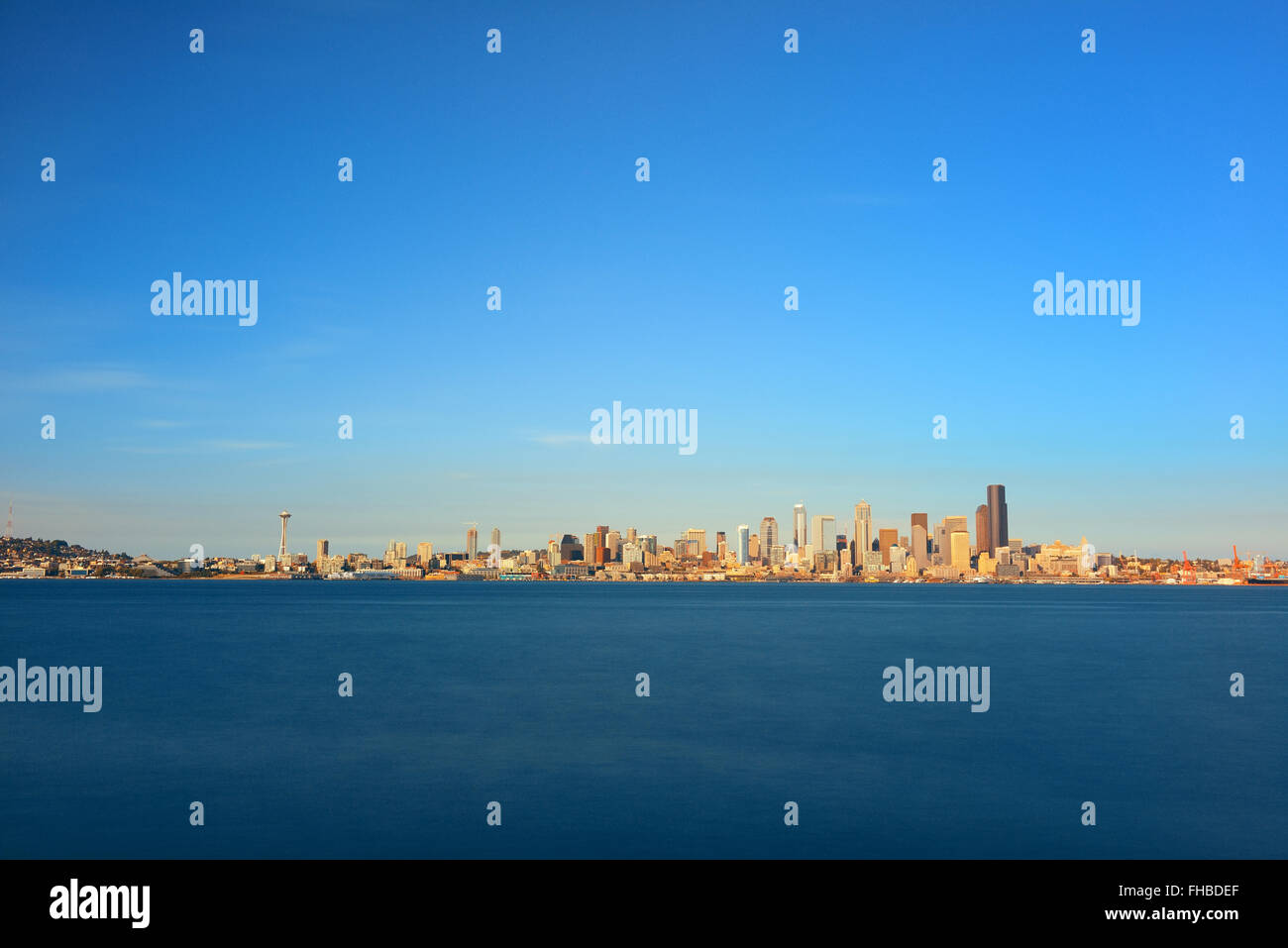 Seattle sunrise skyline view with urban office buildings Stock Photo ...