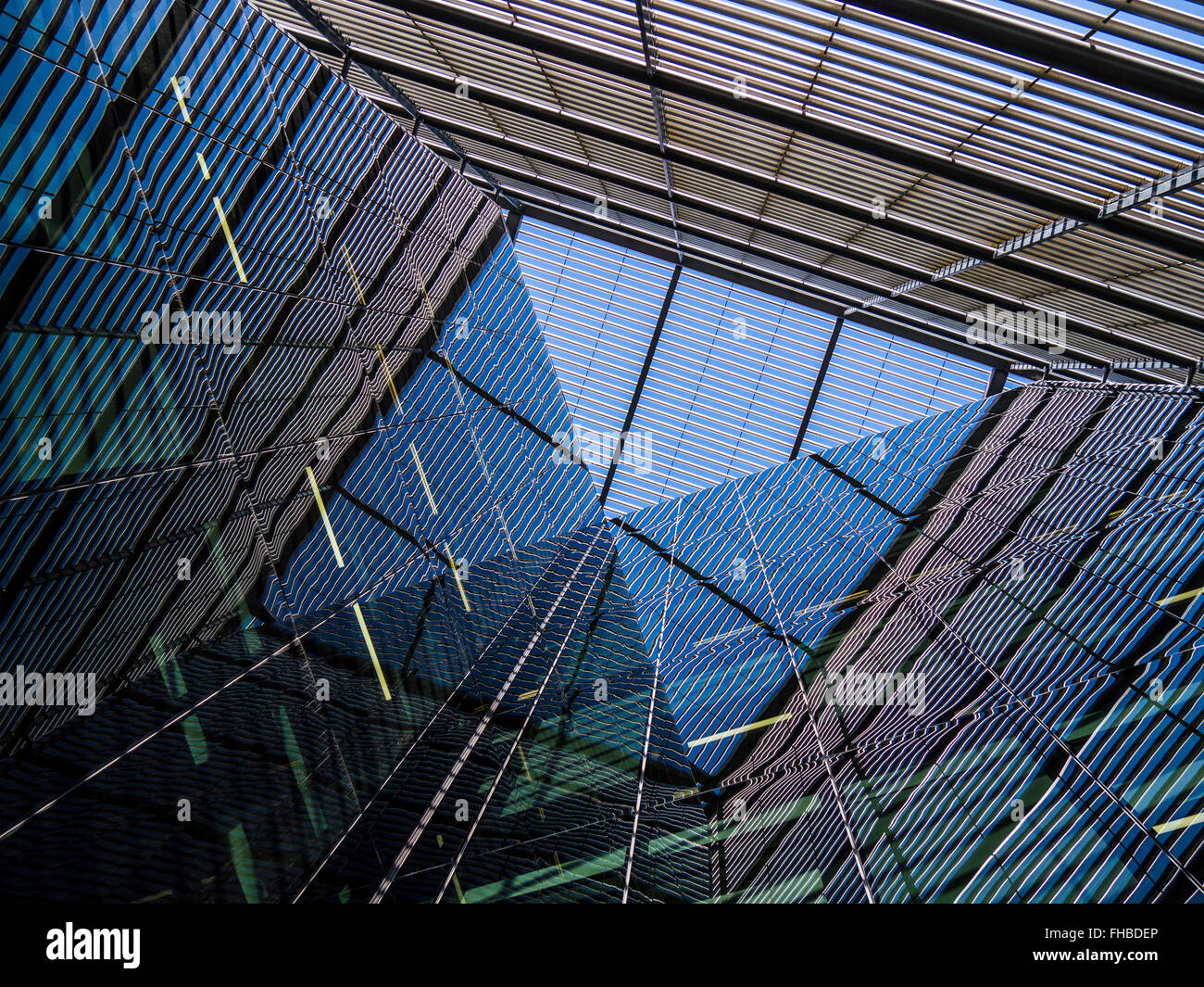 Looking up at the Blue Rubicon building, City of London, England, UK ...