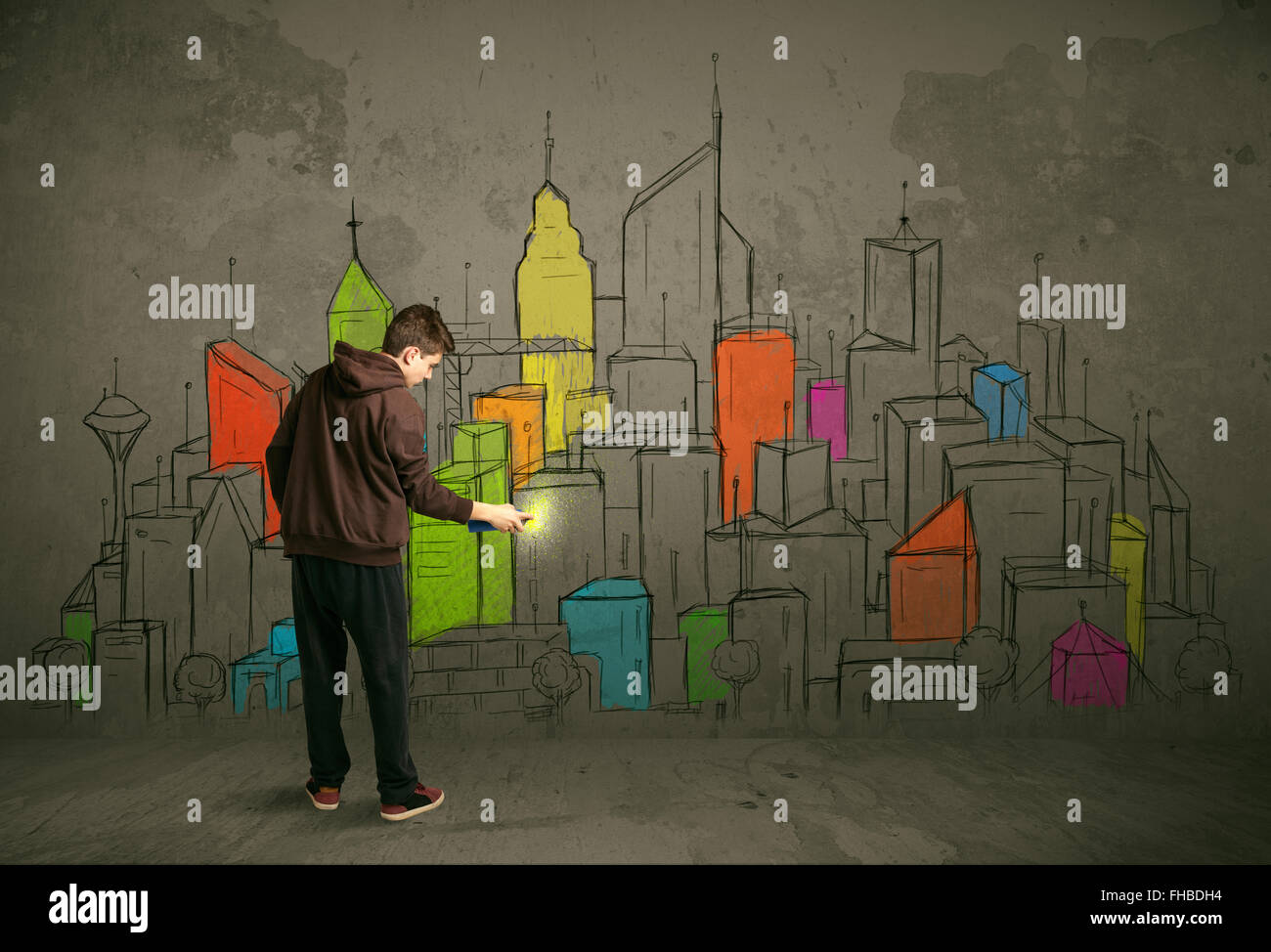 Young urban painter drawing Stock Photo - Alamy