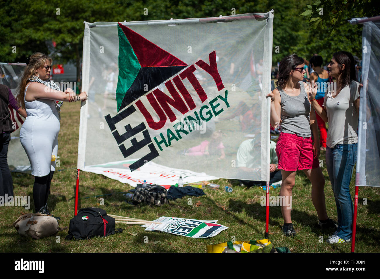Political party Left Unity displaying banner, rally for Gaza, London ...