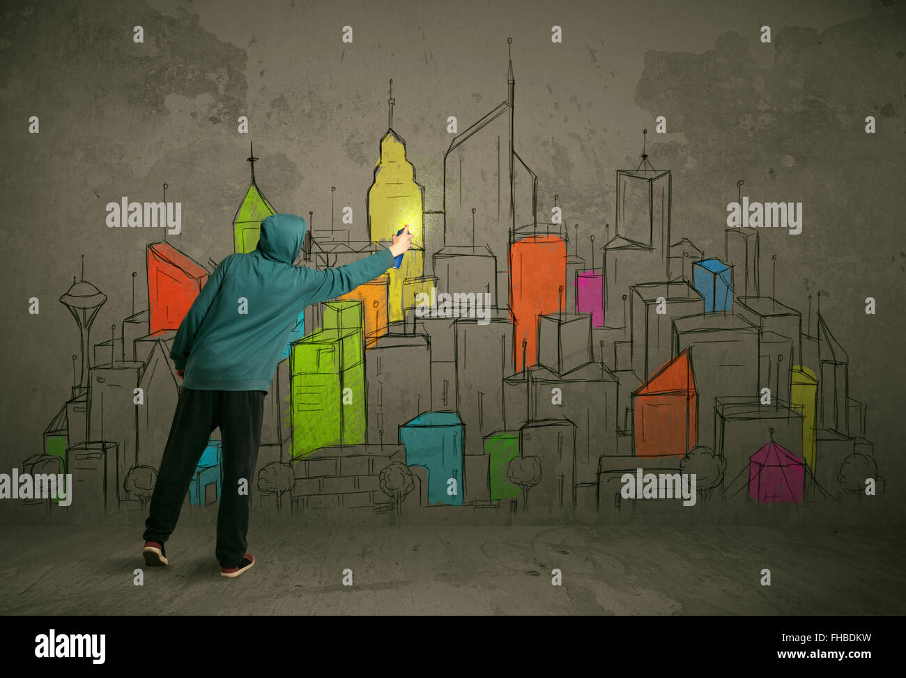 Young urban painter drawing Stock Photo - Alamy