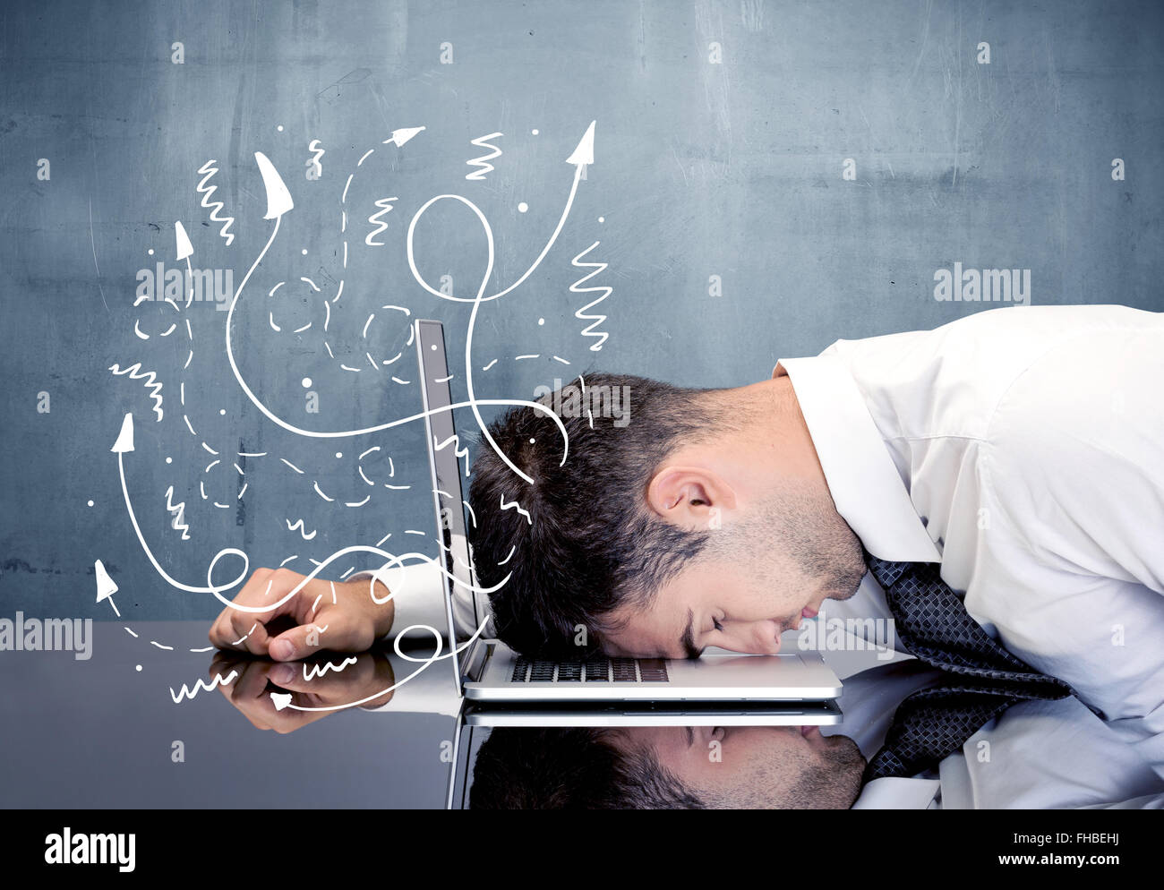Business person with frustrated thoughts Stock Photo - Alamy