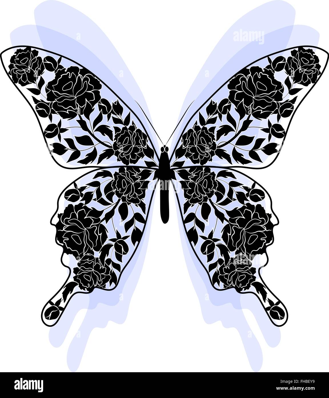Floral pattern in shape of a butterfly Stock Vector Image & Art - Alamy