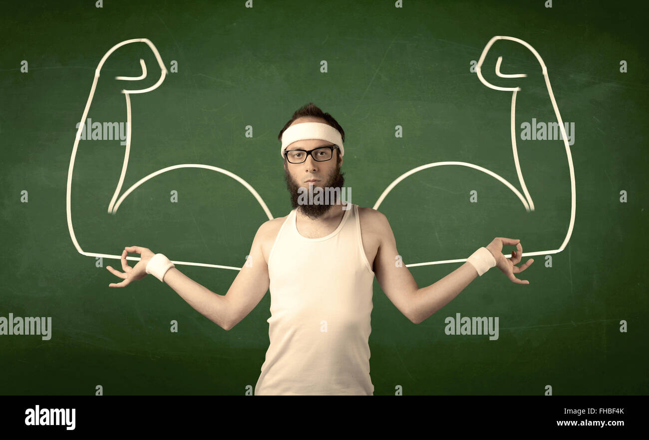 Skinny student wants muscles Stock Photo - Alamy