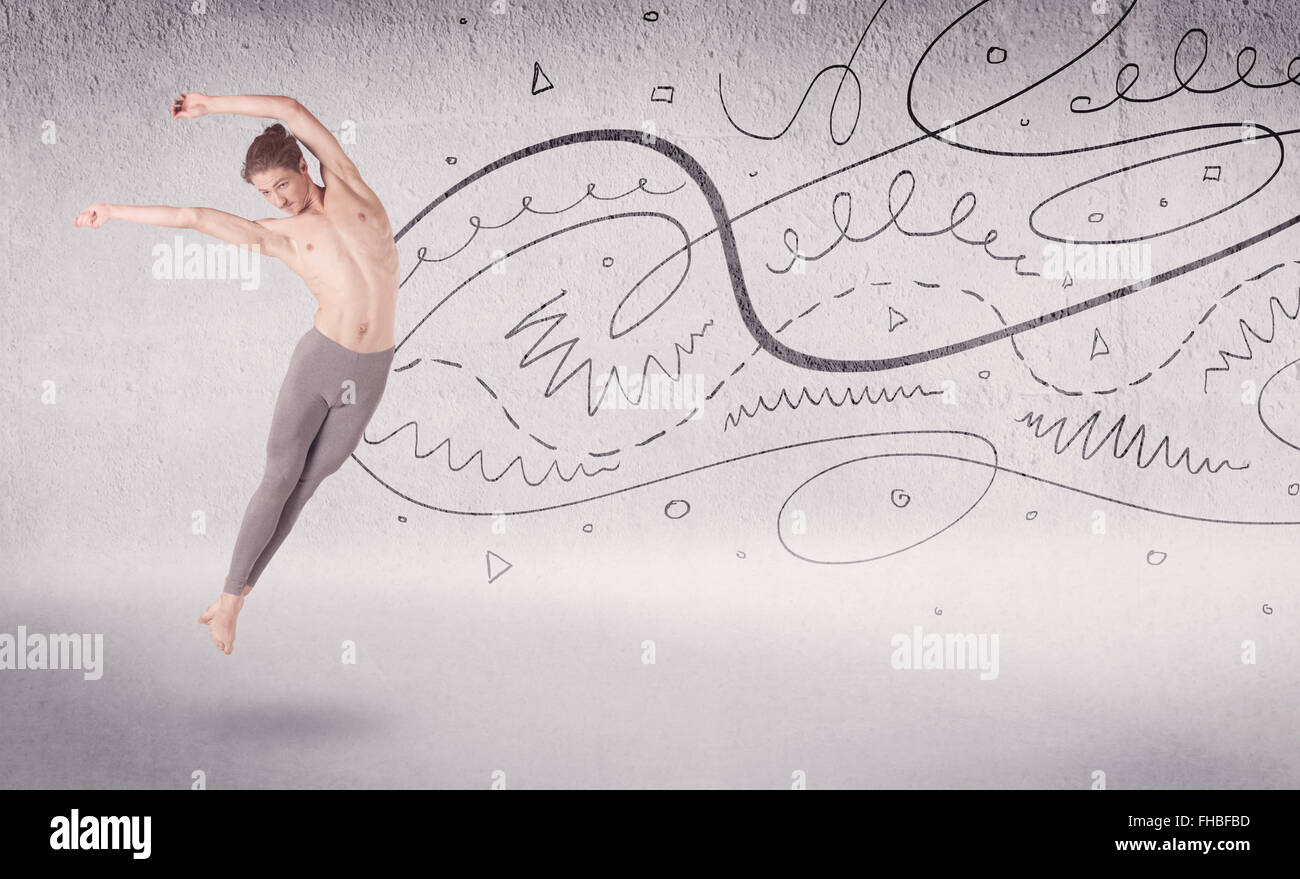 Ballet dancer performing art dance with lines and arrows Stock Photo ...