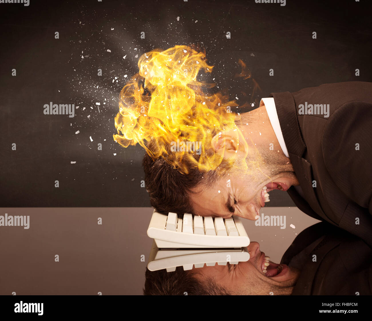 Laptop burning fire on white hi-res stock photography and images - Alamy