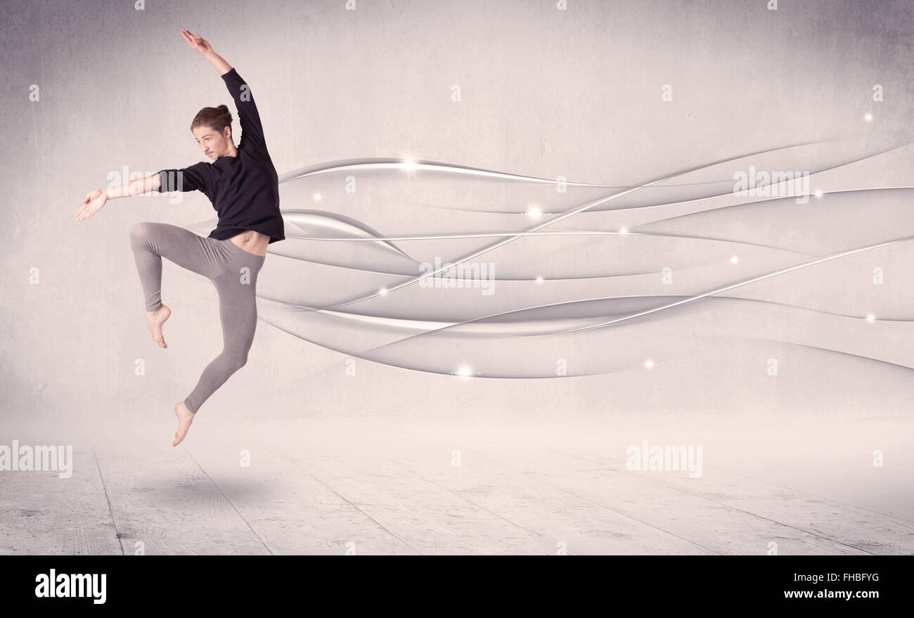 Ballet dancer performing modern dance with abstract lines Stock Photo ...