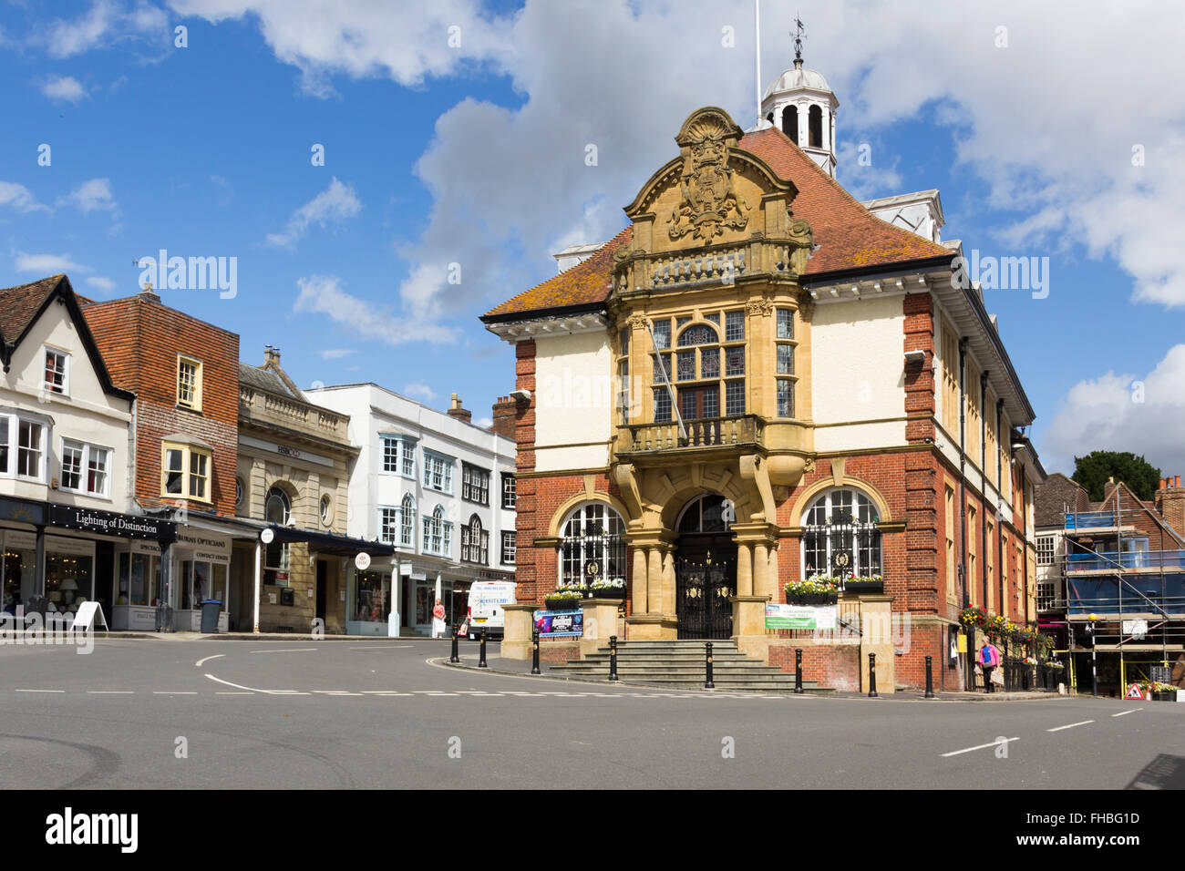 Marlborough town hall bisecting the High Street at its north end. The ...