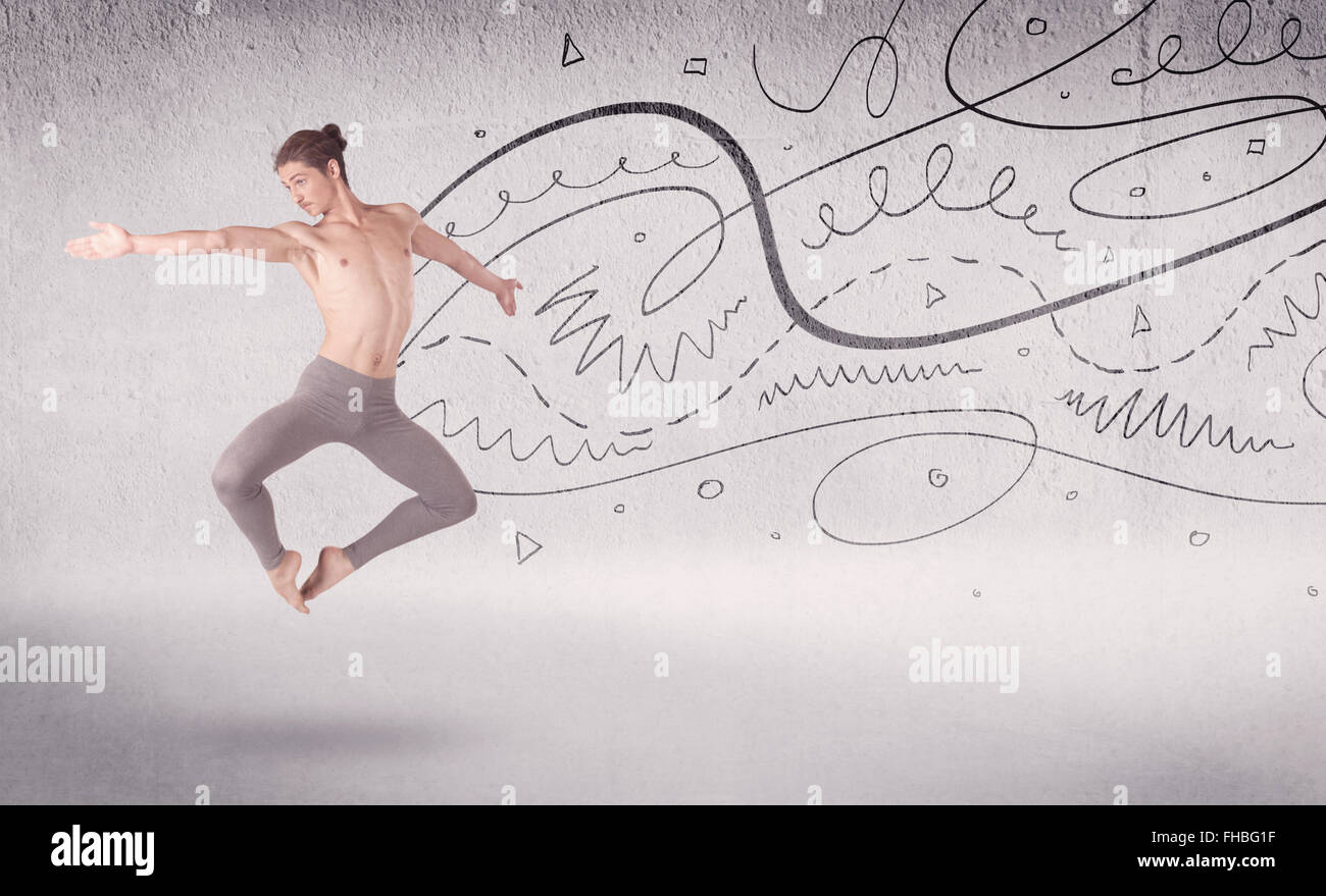 Ballet dancer performing art dance with lines and arrows Stock Photo ...