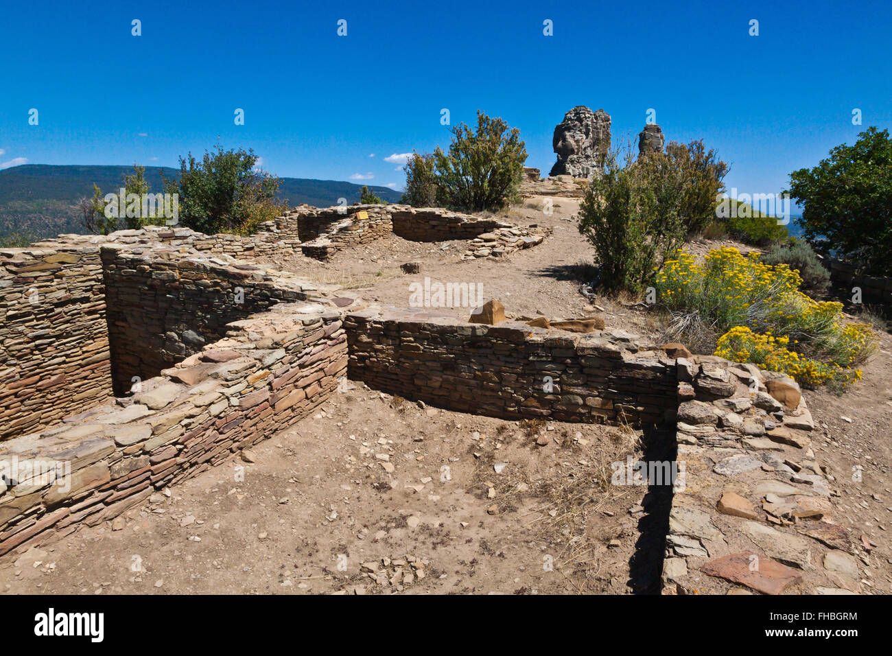 High quality rock constrution of Puebloan houses at the CHIMNEY ROCK ...