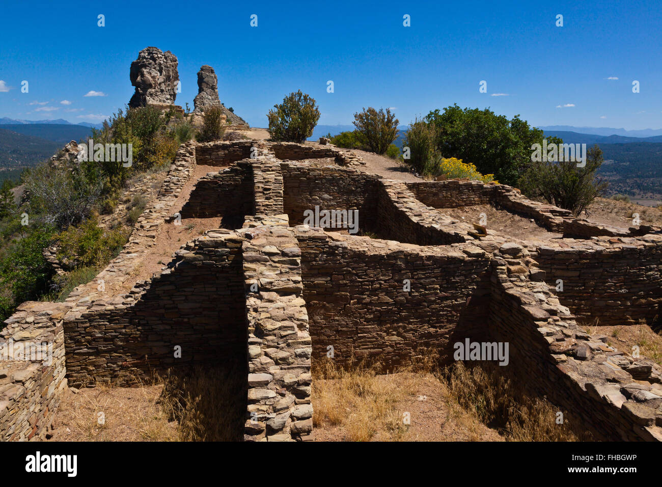 High quality rock constrution of Puebloan houses at the CHIMNEY ROCK ...