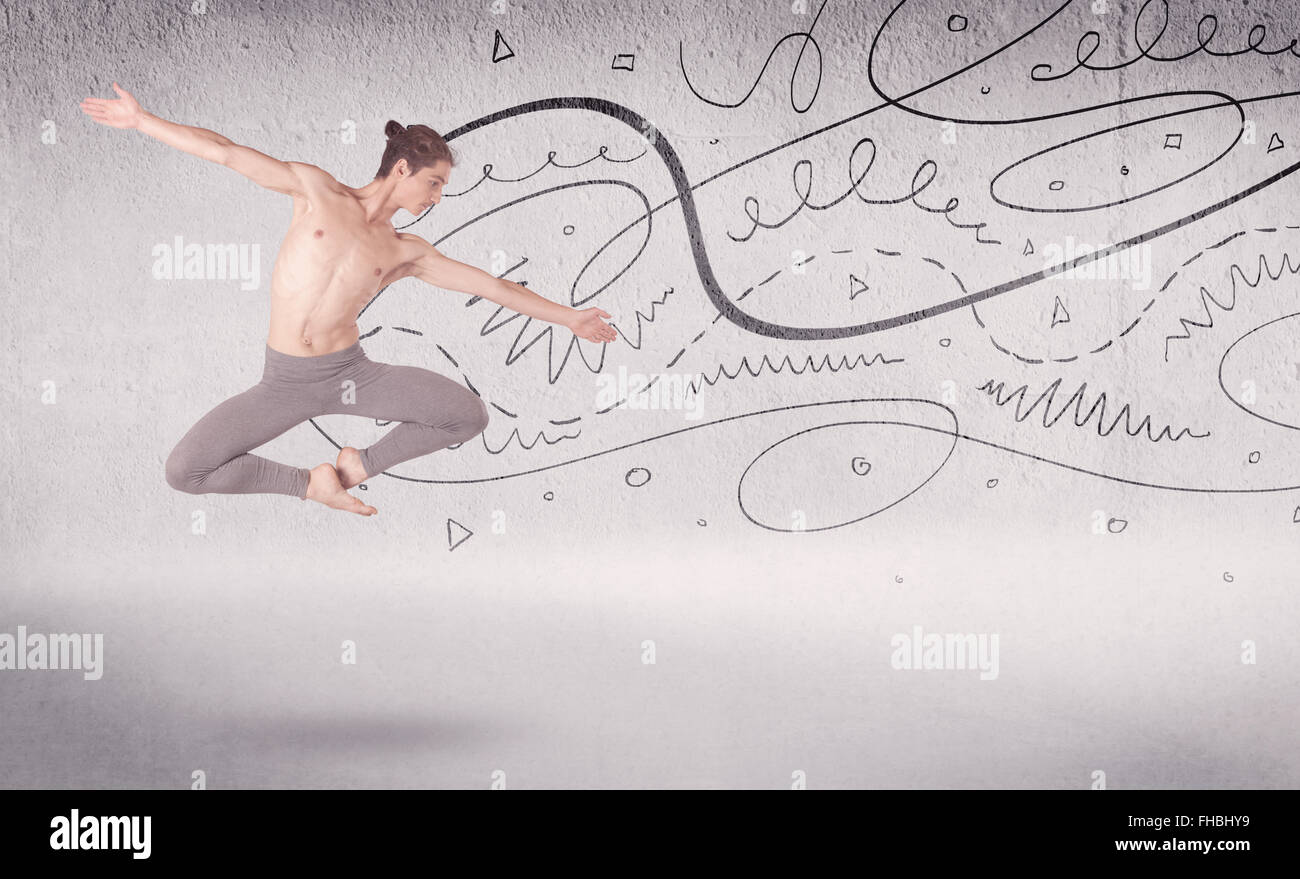 Ballet dancer performing art dance with lines and arrows Stock Photo ...