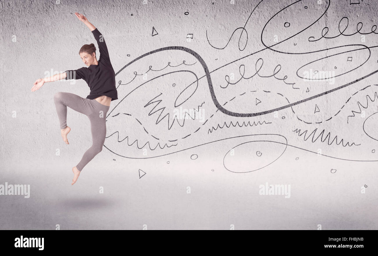 Ballet dancer performing art dance with lines and arrows Stock Photo ...
