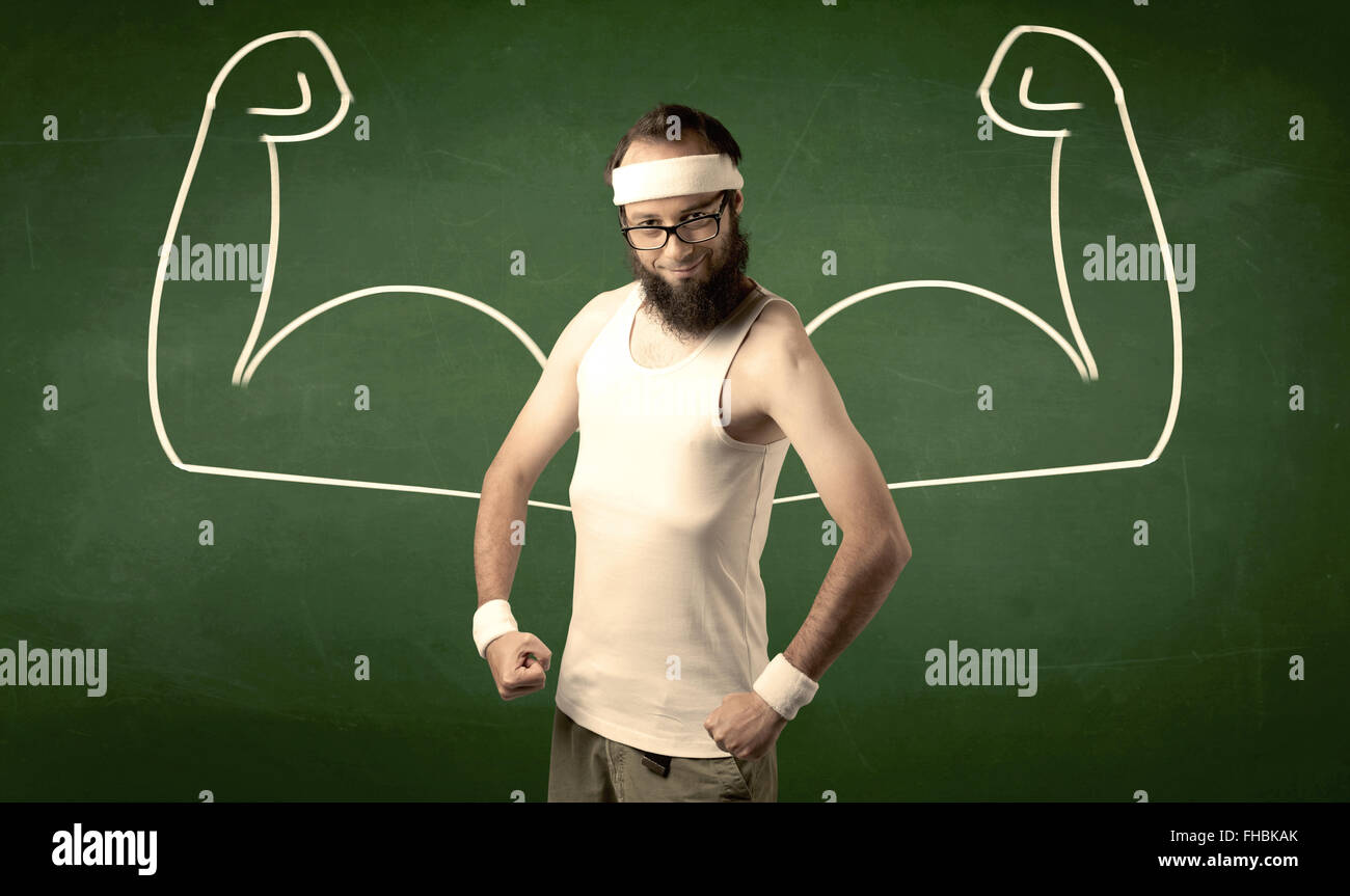 Skinny student wants muscles Stock Photo - Alamy