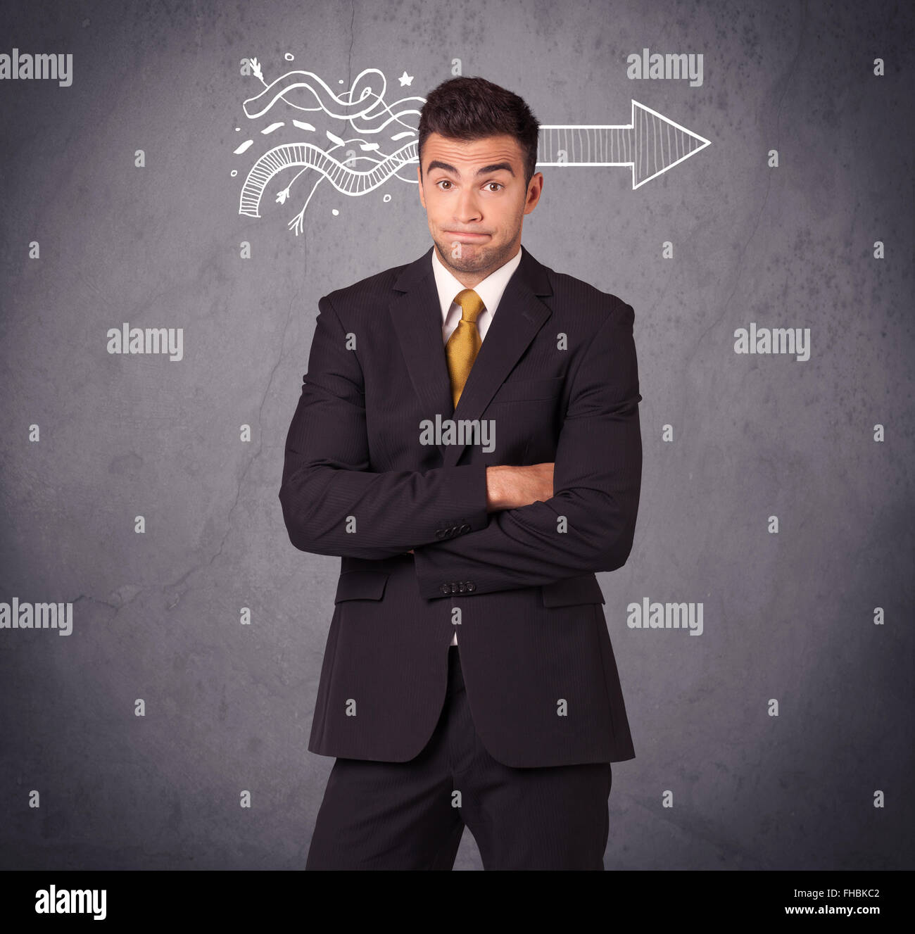 Confident sales person solves problem Stock Photo - Alamy