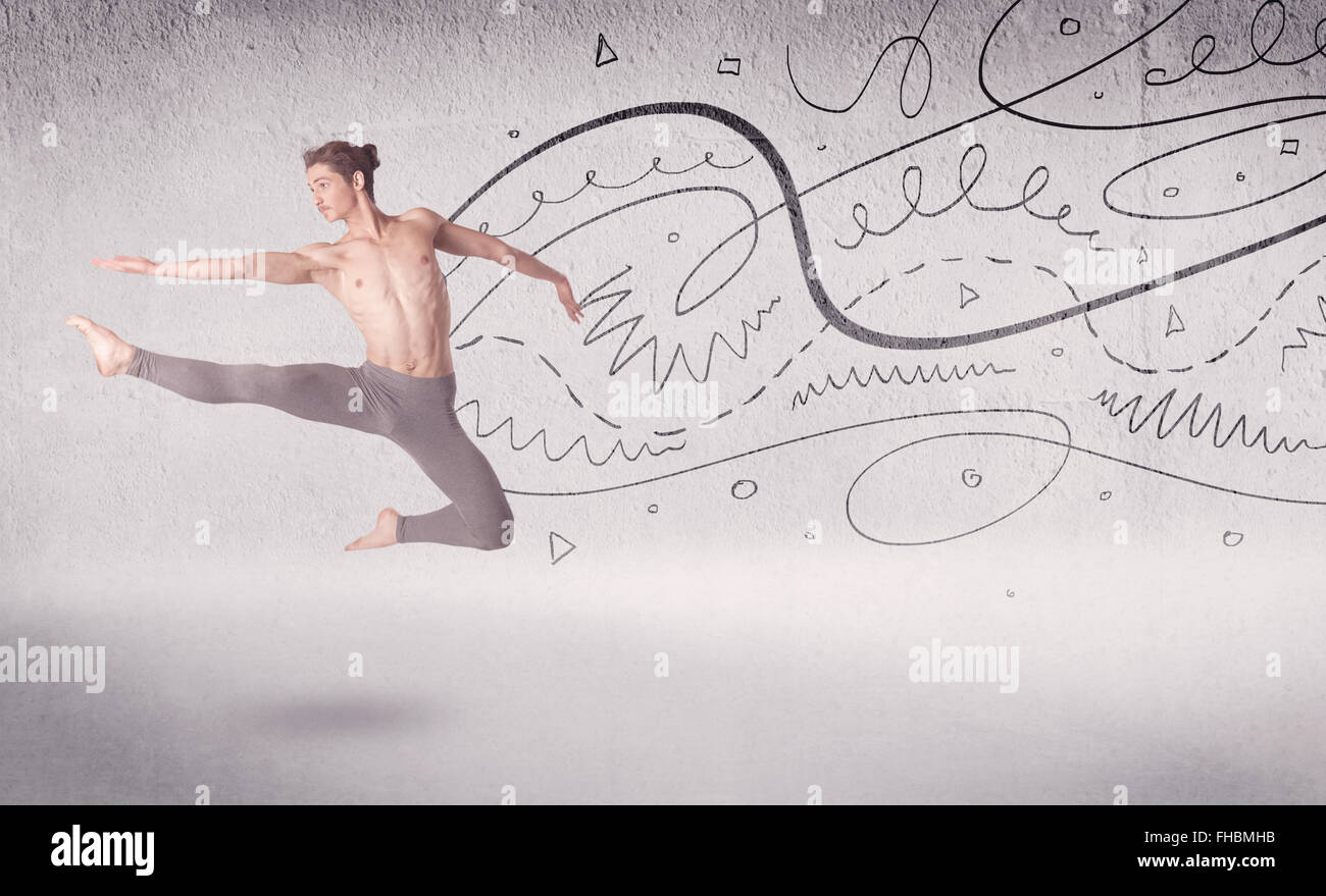 Ballet dancer performing art dance with lines and arrows Stock Photo ...
