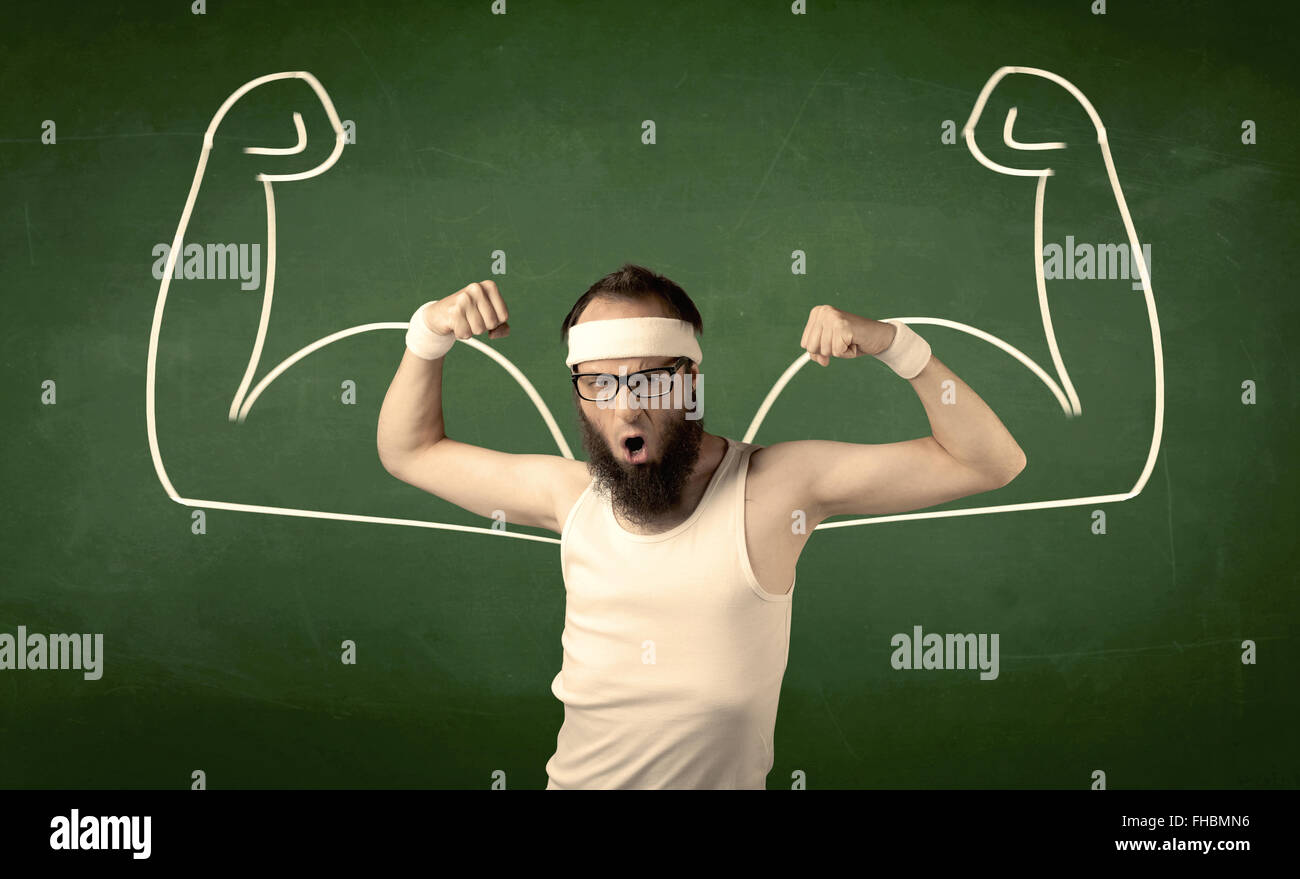 Skinny student wants muscles Stock Photo - Alamy