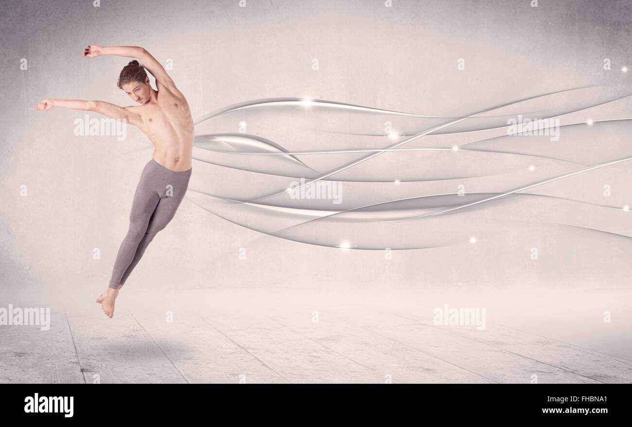 Ballet dancer performing modern dance with abstract lines Stock Photo ...
