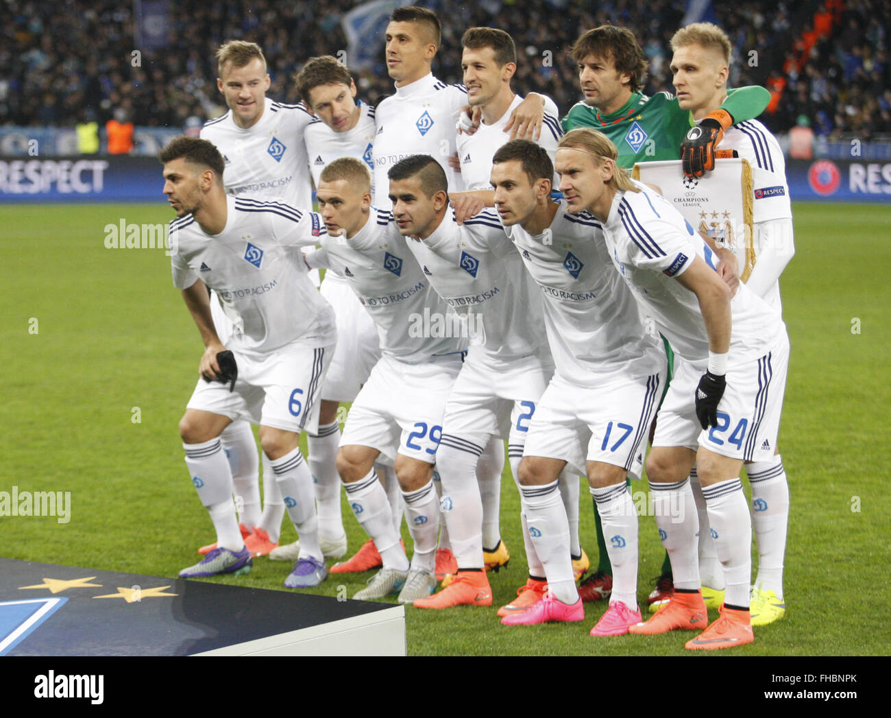 Players of Dynamo poses during the UEFA Champions League Round of 16 ...