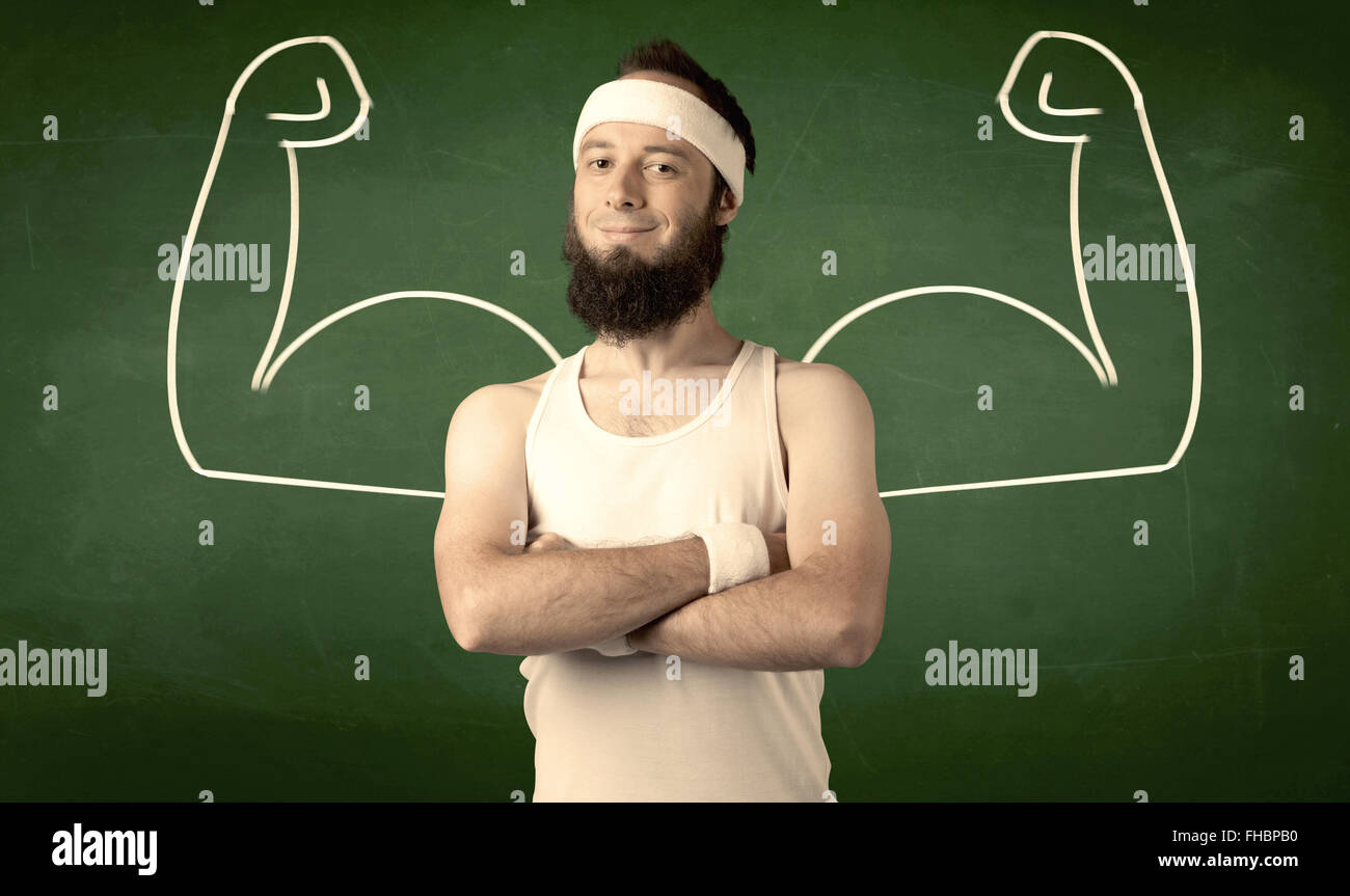 Skinny student wants muscles Stock Photo - Alamy