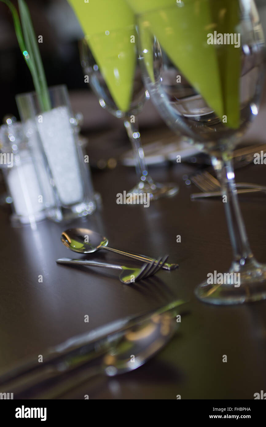 dining table set up in local restaurant Stock Photo - Alamy