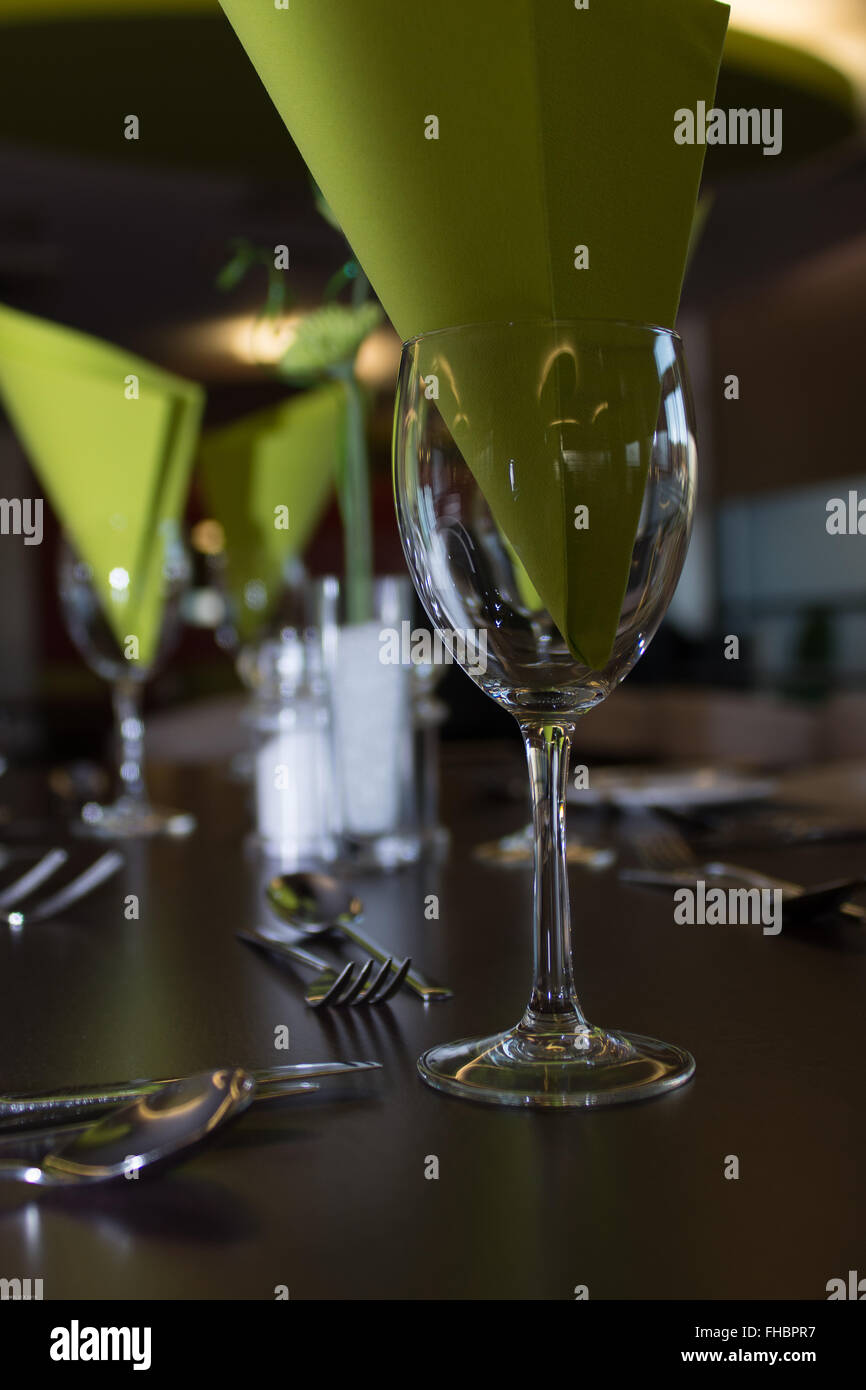 dining table set up in local restaurant Stock Photo - Alamy