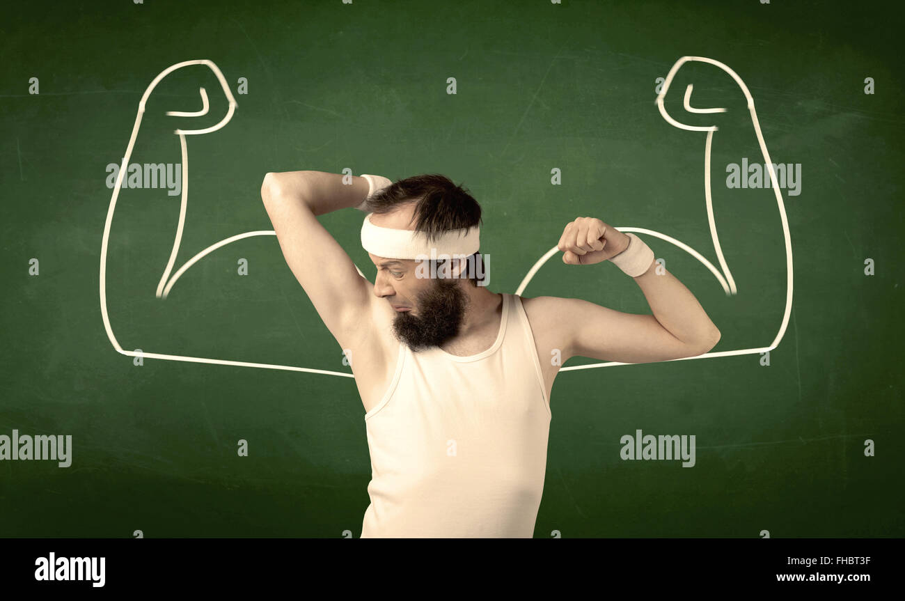 Skinny student wants muscles Stock Photo - Alamy