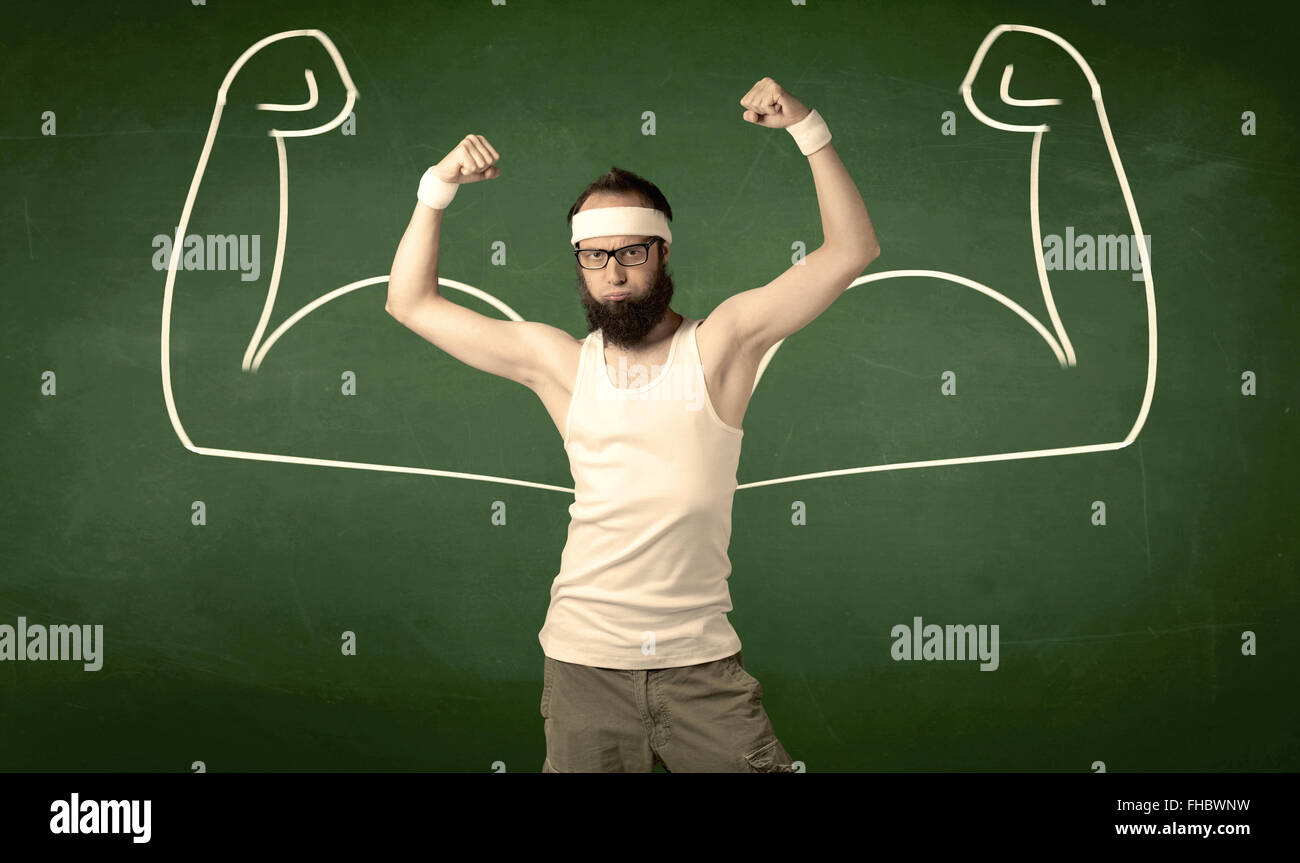 Skinny student wants muscles Stock Photo - Alamy