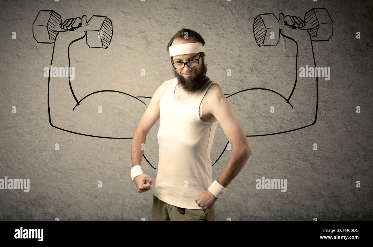 Slim male wants to be strong Stock Photo - Alamy