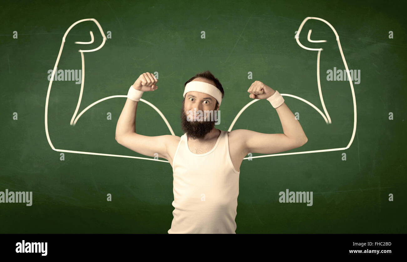 Skinny student wants muscles Stock Photo - Alamy