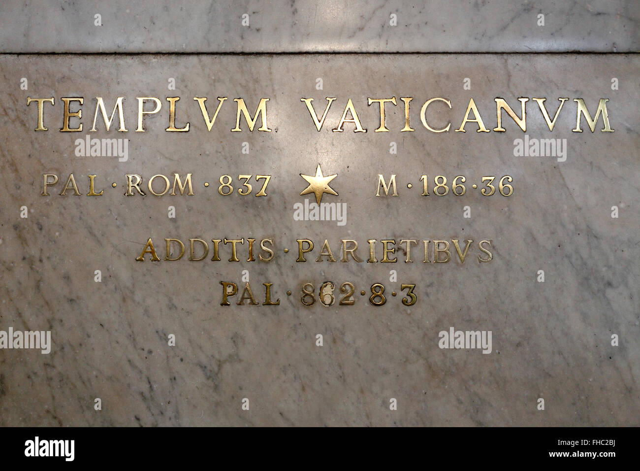 inscription of a floor plate in the St. Peter's Basilica in Rome ...