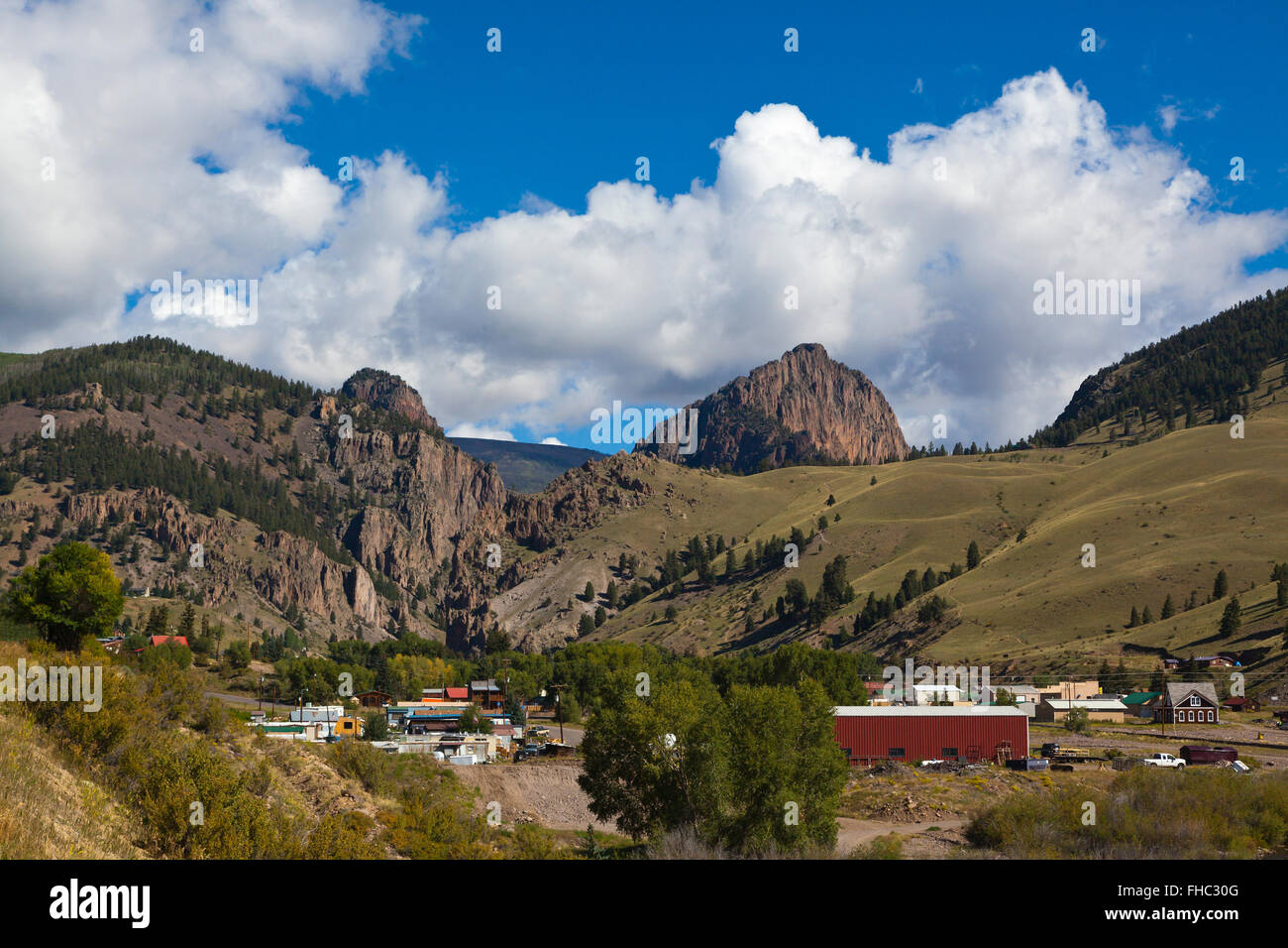 View of historic CREEDE COLORADO an old silver mining town founded in ...