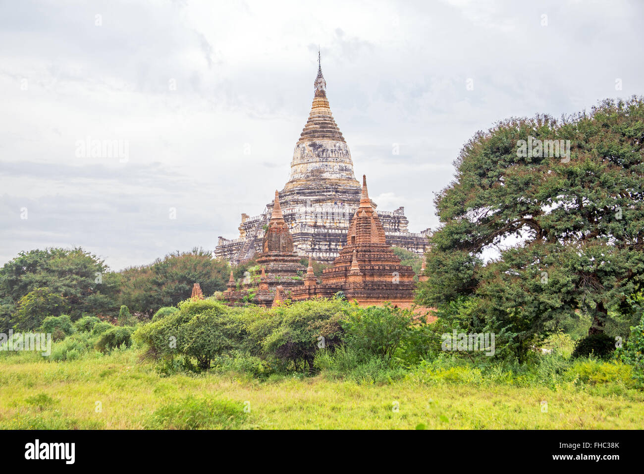Ancient pagodas in the countryside from Bagan in Myanmar Stock Photo ...